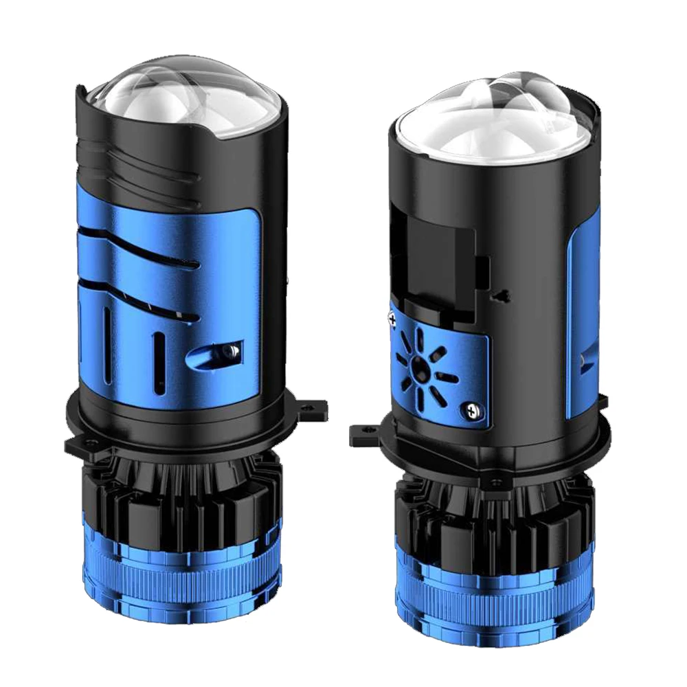 140W H4 LED Mini Projector Lens 6500K High Low Beam H4 Solenoid Turbo ...