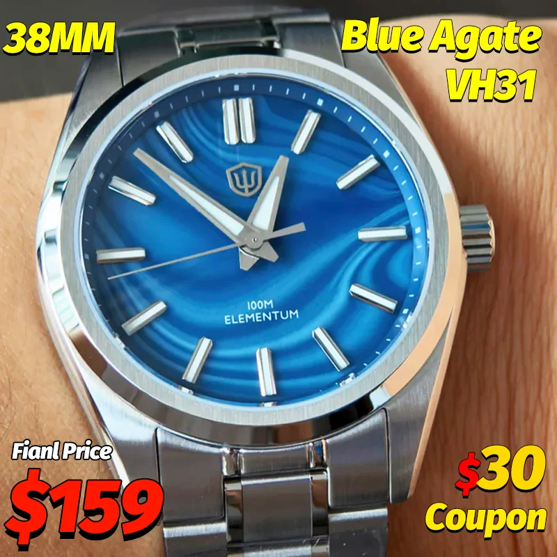 Watchdives WD0003D Quartz Watches Man Blue Agate Dial VH31 Sweep ...