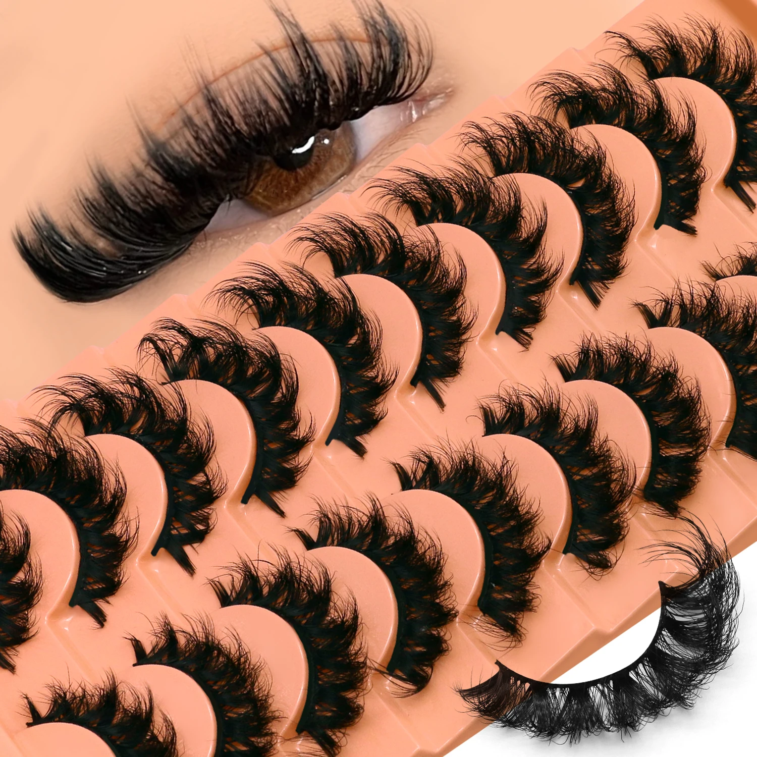 Lasvirey Thick False Eyelashes Fluffy Cat Eyelashes Short Soft Cross ...