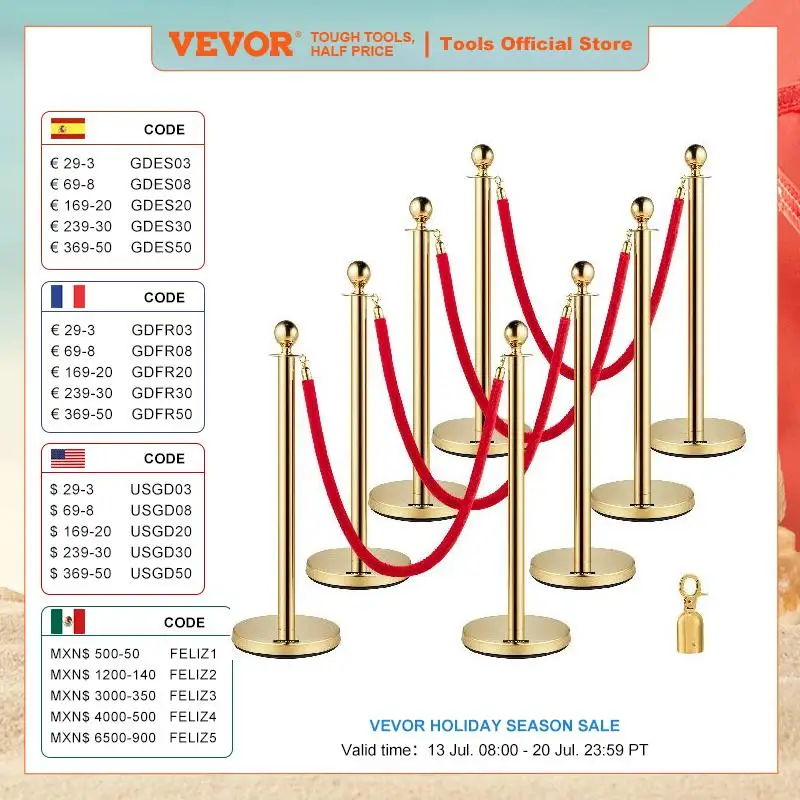VEVOR-35-4-Inch-Gold-Silver-Crowd-Control-Stanchion-Posts-Queue-Red ...