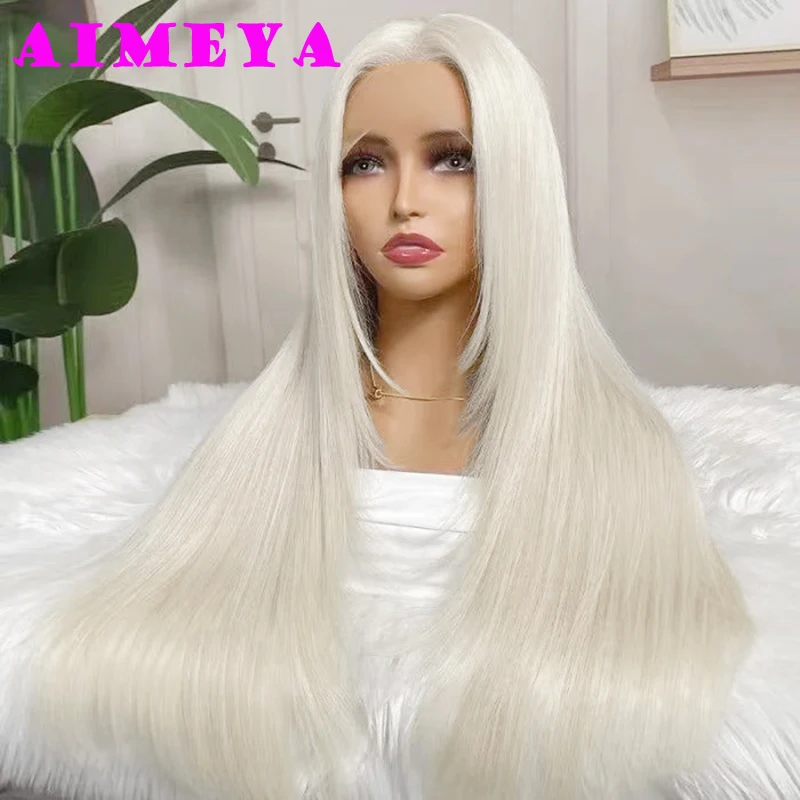 AIMEYA peluca de corte en capas peluca con malla frontal rubia platino ...