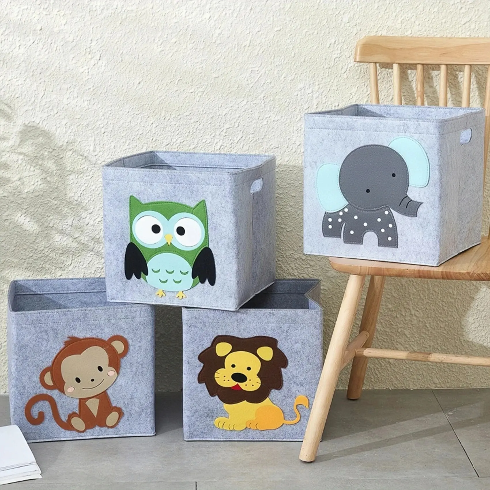 2-PCs-Felt-Fabric-Kids-Clothes-Bins-Toys-Organizer-Cube-Folding ...