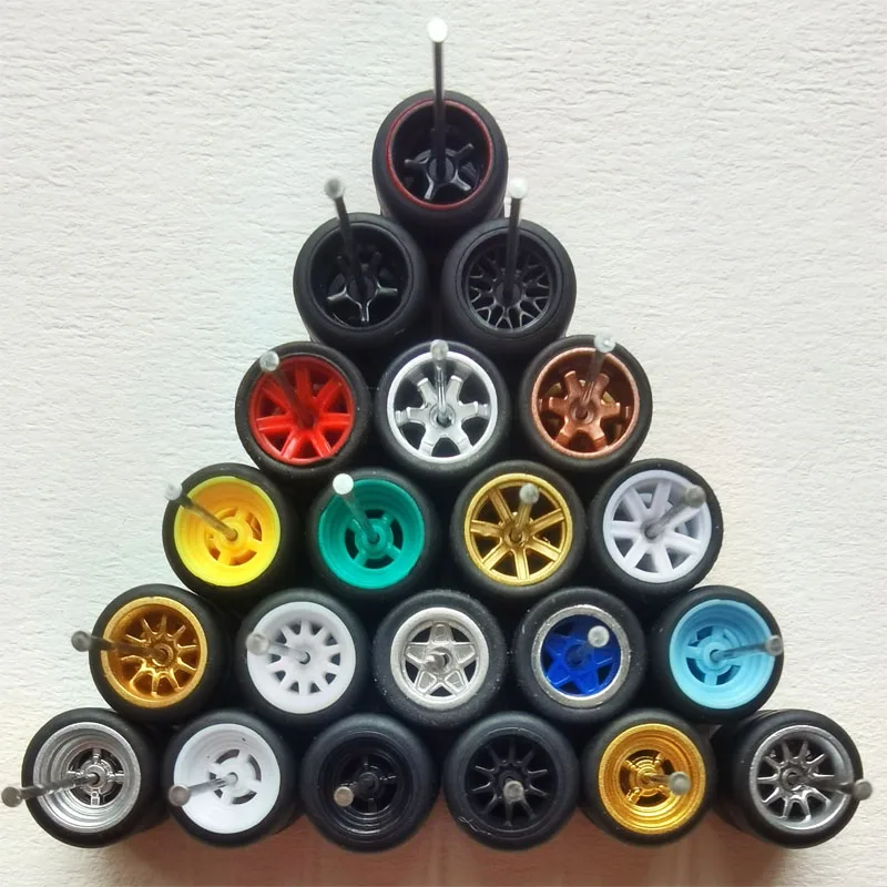No.1B 1SET 1/64 Scale Alloy Car Model 11mm Wheels with Rubber Tires for ...