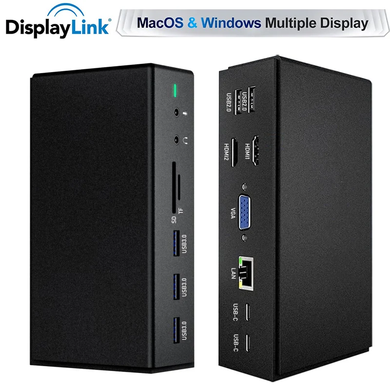 USB-Type-C-Displaylink-Dual-HDMI-VGA-2K-Adapter-Hub-Laptop-Docking ...