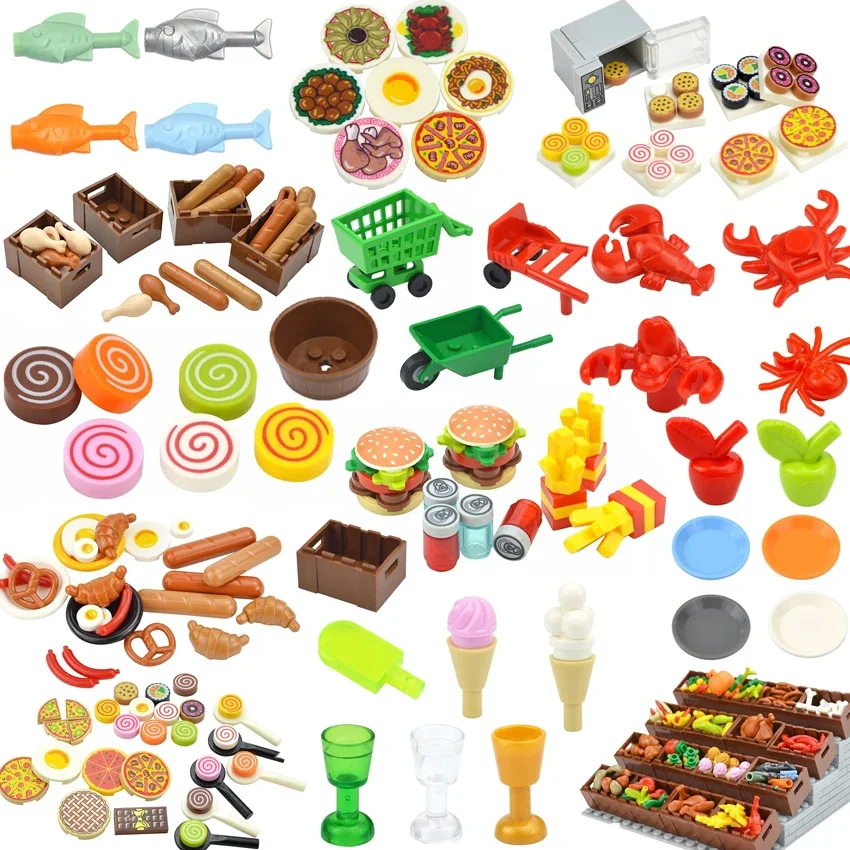 DlY-Mini-Food-Building-Block-Figures-Bread-Fish-Fruit-Chicken-Crab-Hot ...