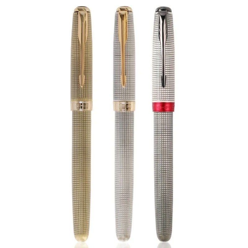 JINHAO-75-Fountain-Pen-New-Plaid-Silver-Series-Fine-0-5mm-Business ...