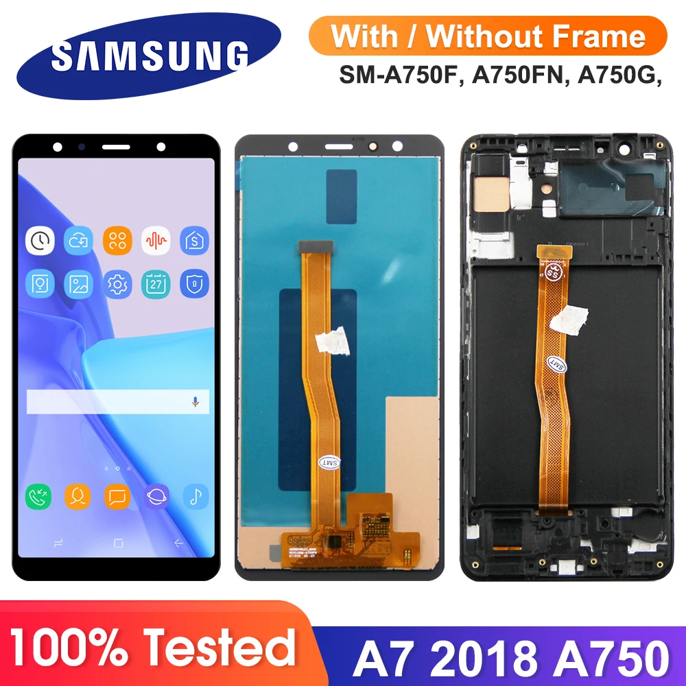 6.0'' Display For Samsung Galaxy A7 2018 A750 Lcd Sm-a750f A750f Display With Frame Touch Screen ...