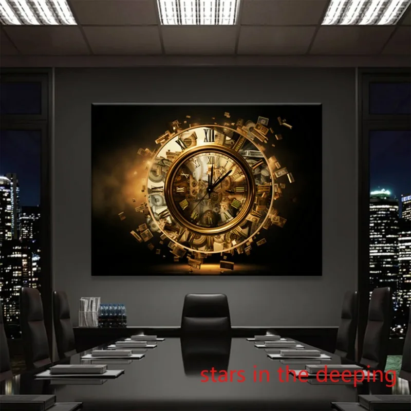 Motivational-Abstract-Style-Time-Is-Money-with-A-Clock-Office-Art ...
