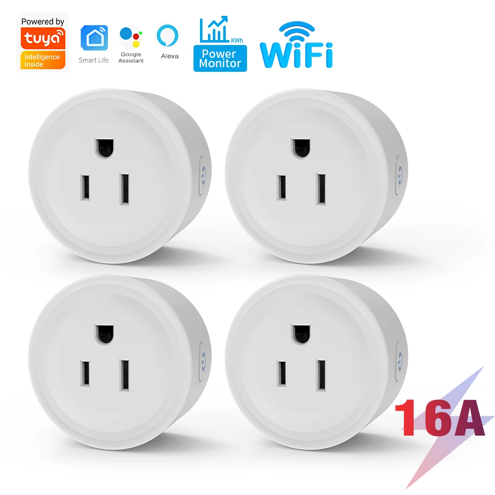 Tuya WiFi Smart socket 16A US plug Remote Control Home Appliances Smart ...