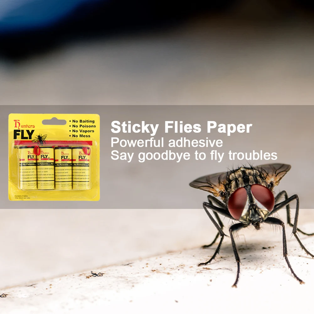 Sticky-Fly-Paper-Disposable-Fly-Trap-Paper-Strip-Pest-Control-Sticky ...