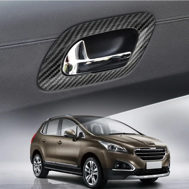 4pcs/set ABS Chrome Trim Interior Handle Cover Decoration For Peugeot ...