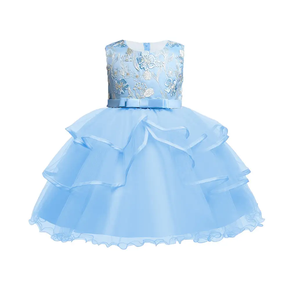 Kids Girl Party Princess Dress Embroidered Flower Ball Gown Birthday ...