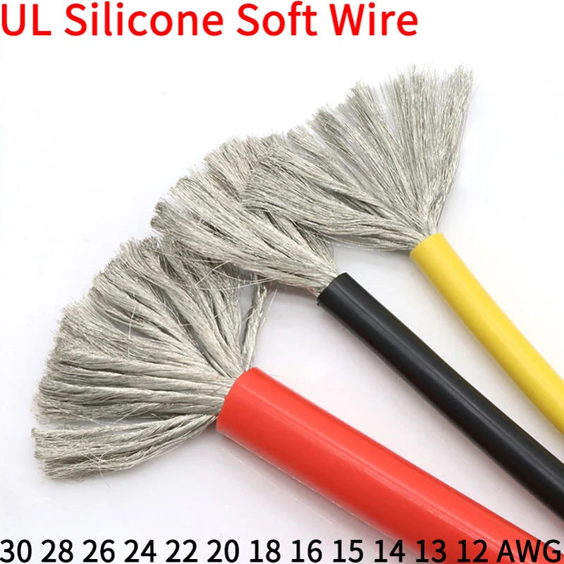 1m/5m Heat-resistant Cable 30 28 26 24 22 20 18 16 15 14 13 12 10 Awg Ultra Soft Silicone Wire ...