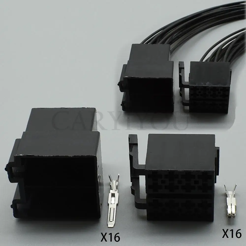 1-Set-16-Hole-3-5mm-Auto-Audio-Cable-Socket-Automotive-ISO-Wire-Plug ...