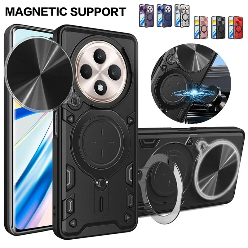 For OPPO Reno 12F 5G Case Armor Slide Camera Shockproof Back Cover For ...