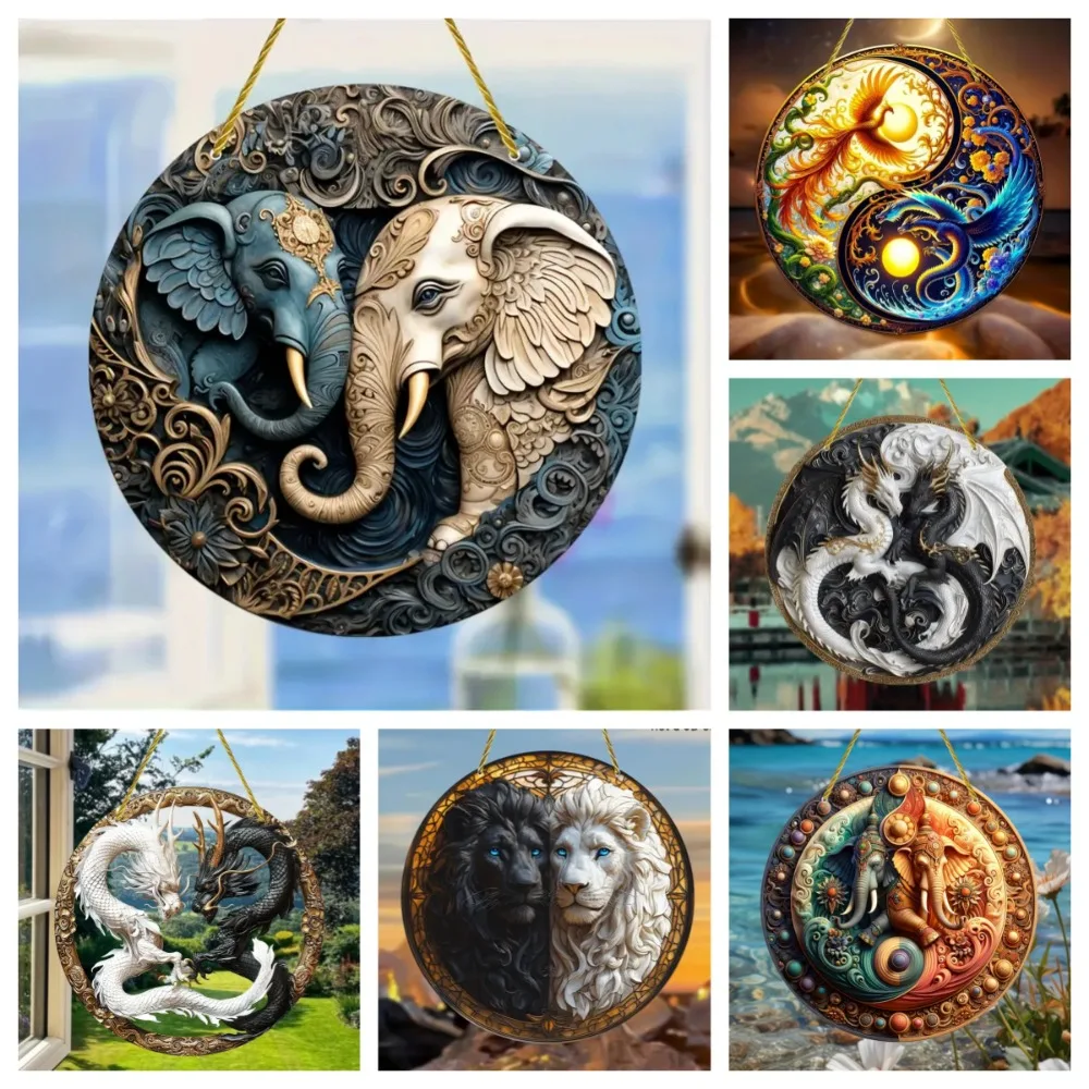 Fantastical Yin Yang Animal Light Catcher Round Acrylic, Window ...