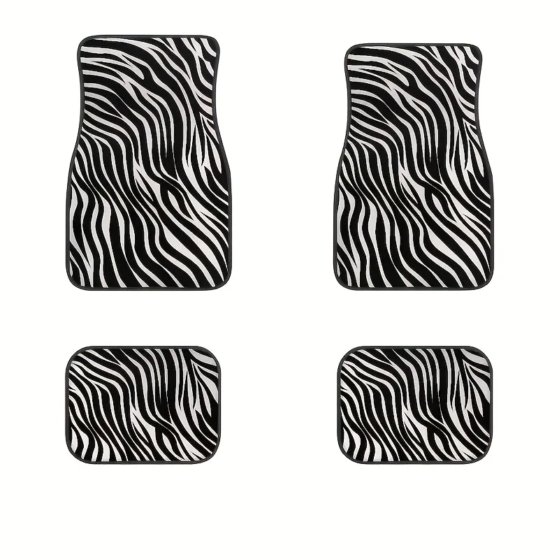 1 Set Of 4pcs Original Gorgeous Zebra Pattern Printed Car Floor Mats ...