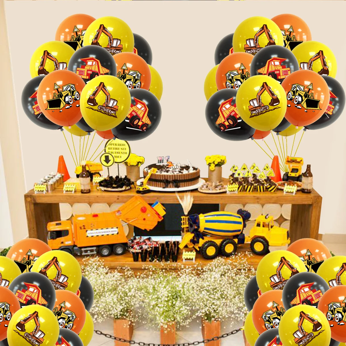 Construction-Balloon-Excavator-Bulldozer-Vehicle-Birthday-Party ...