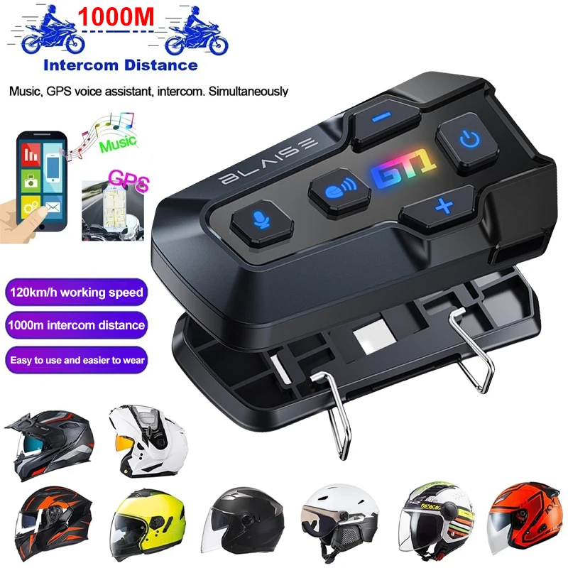 1-2Pcs-Motorcycle-Helmet-Bluetooth-Intercom-Headset-Wireless-Interphone ...