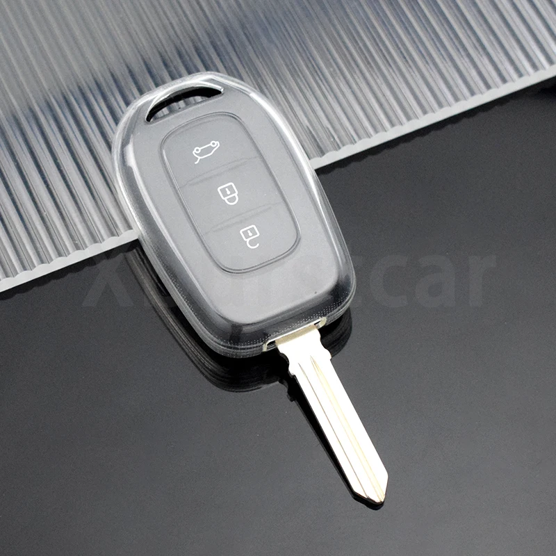 Transparent TPU Car Key Case Cover Shell Fob Holder For Dacia Logan ...