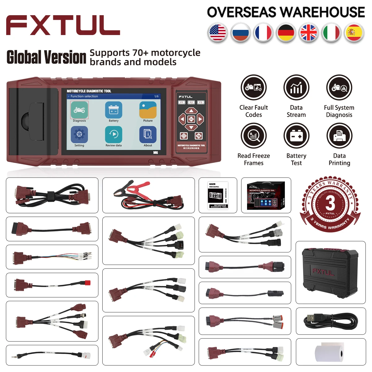 FXTUL-M6-New-Universal-Multi-Lingual-Motorcycle-Diagnostic-Machine ...