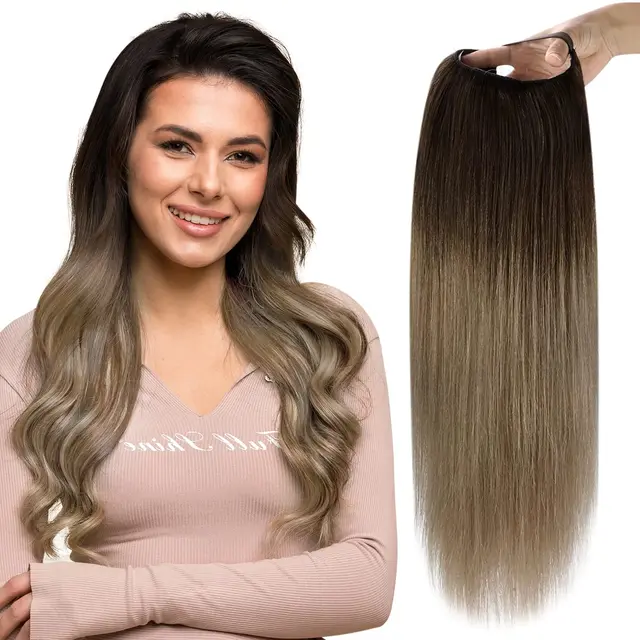 Full Shine Half Wig Clip in One Piece U Part Wig Extensions Ombre Color ...