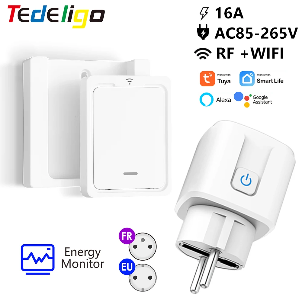 Tuya-16A-WiFi-Smart-Socket-Plug-RF-Wireless-Remote-Control-Outlet-Switch-Power-Monitoring-Voice ...