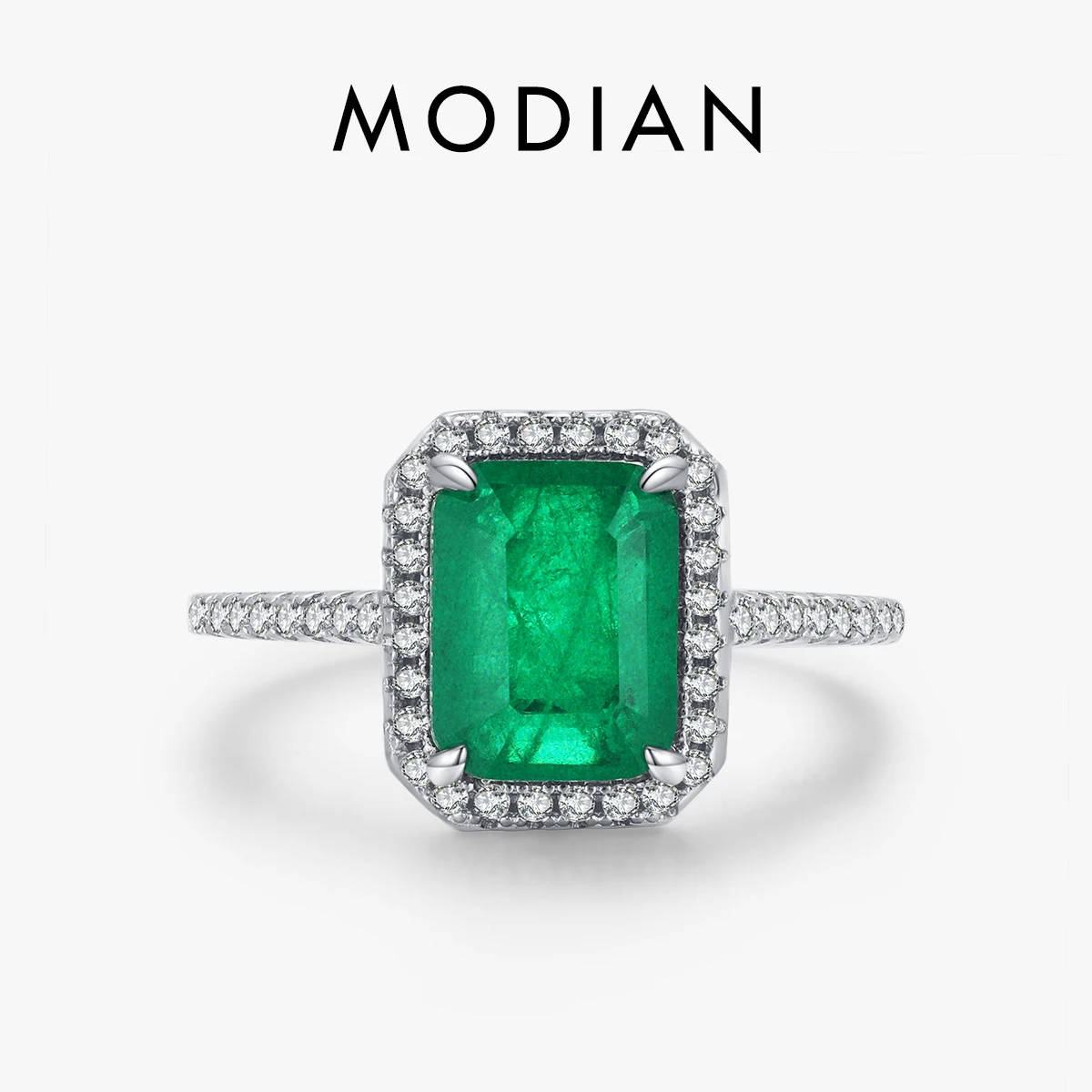 MODIAN-925-Sterling-Silver-Luxury-Rectangle-Emerald-Cut-Sparkling-Ring ...