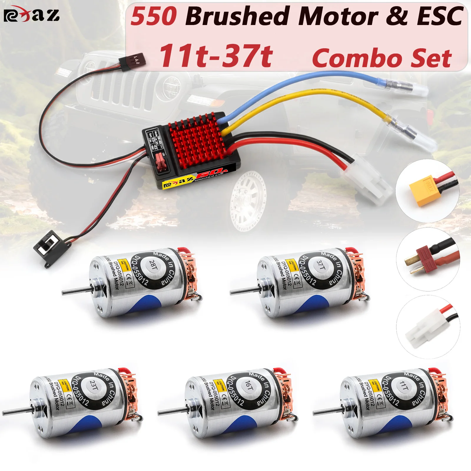 RC 550 Brushed Motor 11T-37T ESC 60A Speed Control Combination Set ...