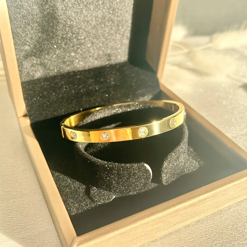 Women's Trend Metal Stainless Steel Luxury Brand Bangle Bracelet Woman ...