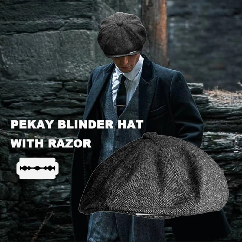 Retro Newsboy Caps Men's Hat Peaky Hat Bloody Gangster Octagonal Hat ...