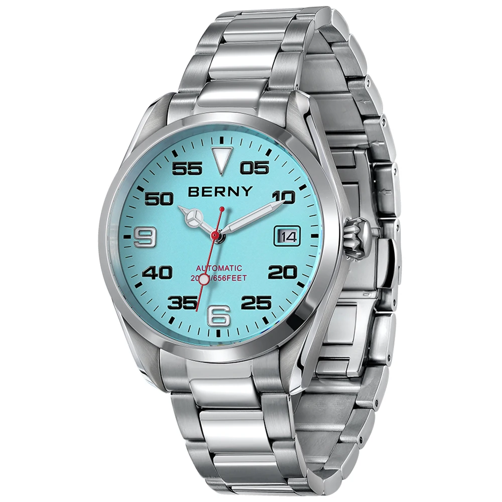 BERNY Reloj de pulsera mecánico para hombre, cronógrafo automático de acero inoxidable, a la ...