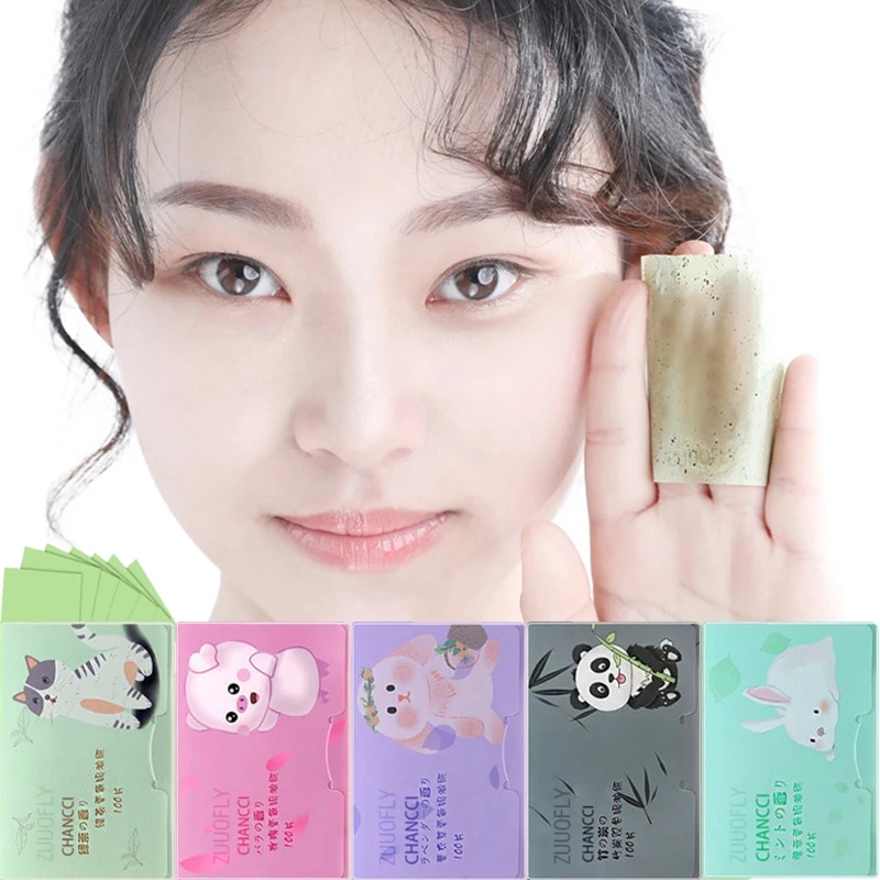 100pcs/box Face Oil Blotting Paper Protable Matting Face Wipes Facial ...