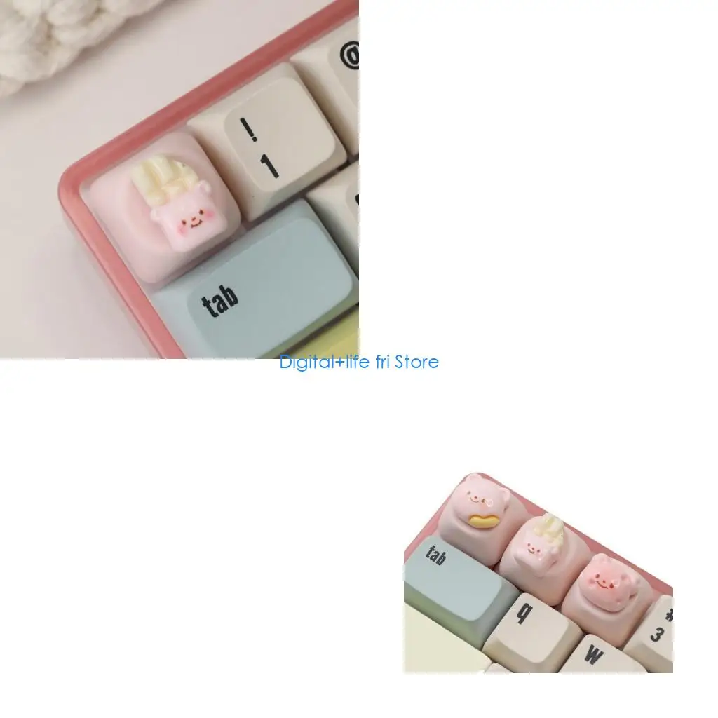 E06D Lovely Cartoon Bear ESC Resin Keycaps 3D Art Mechanical Keyboards ...