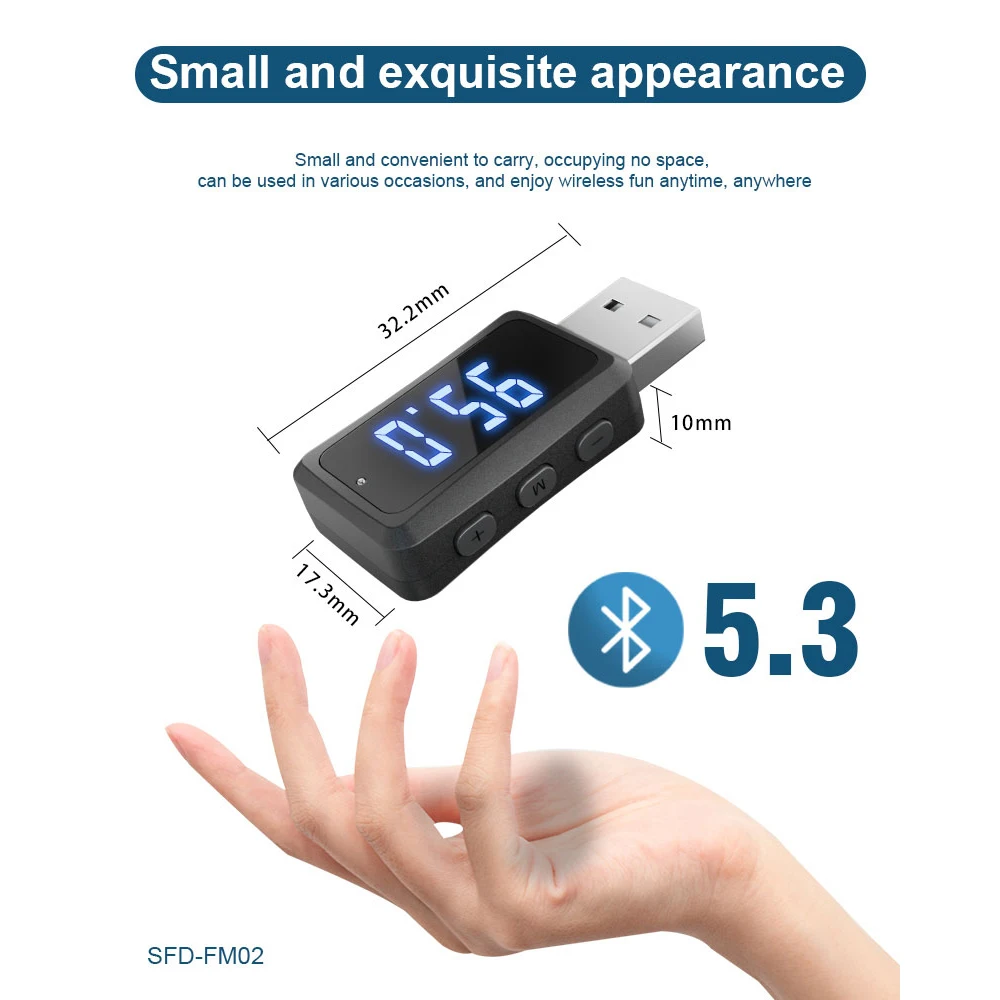 Bluetooth-compatible-5-3-FM02-Mini-USB-Receiver-LED-Display-Handsfree ...