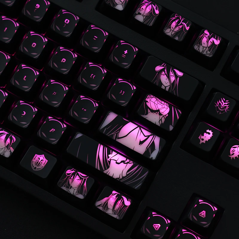 104keys-Anime-Overlord-Albedo-Backlit-Keycaps-PC-Coating-For-Logitech ...