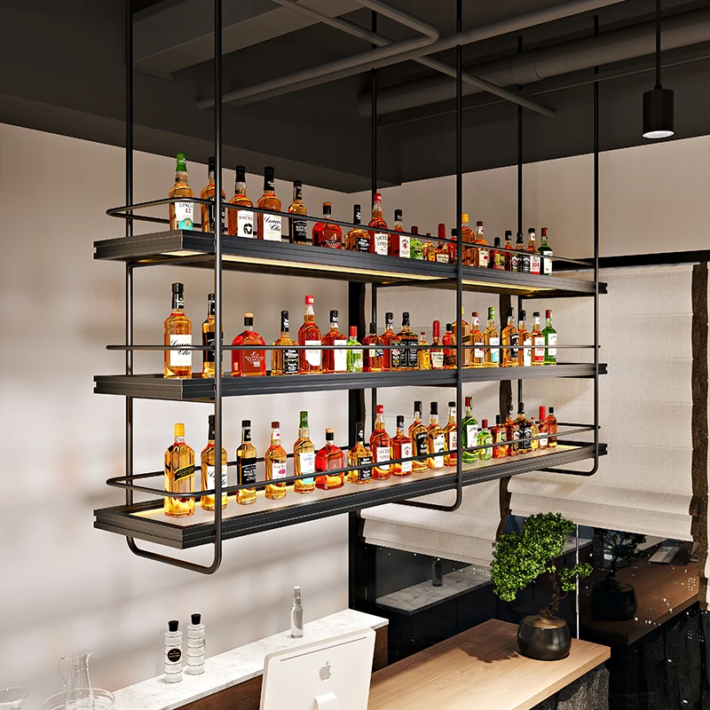 Moderne-Decke-Wein-regale-schwarz-h-ngende-Display-vertikale-Schr-nke-Bar-Regal-kommerzielle ...