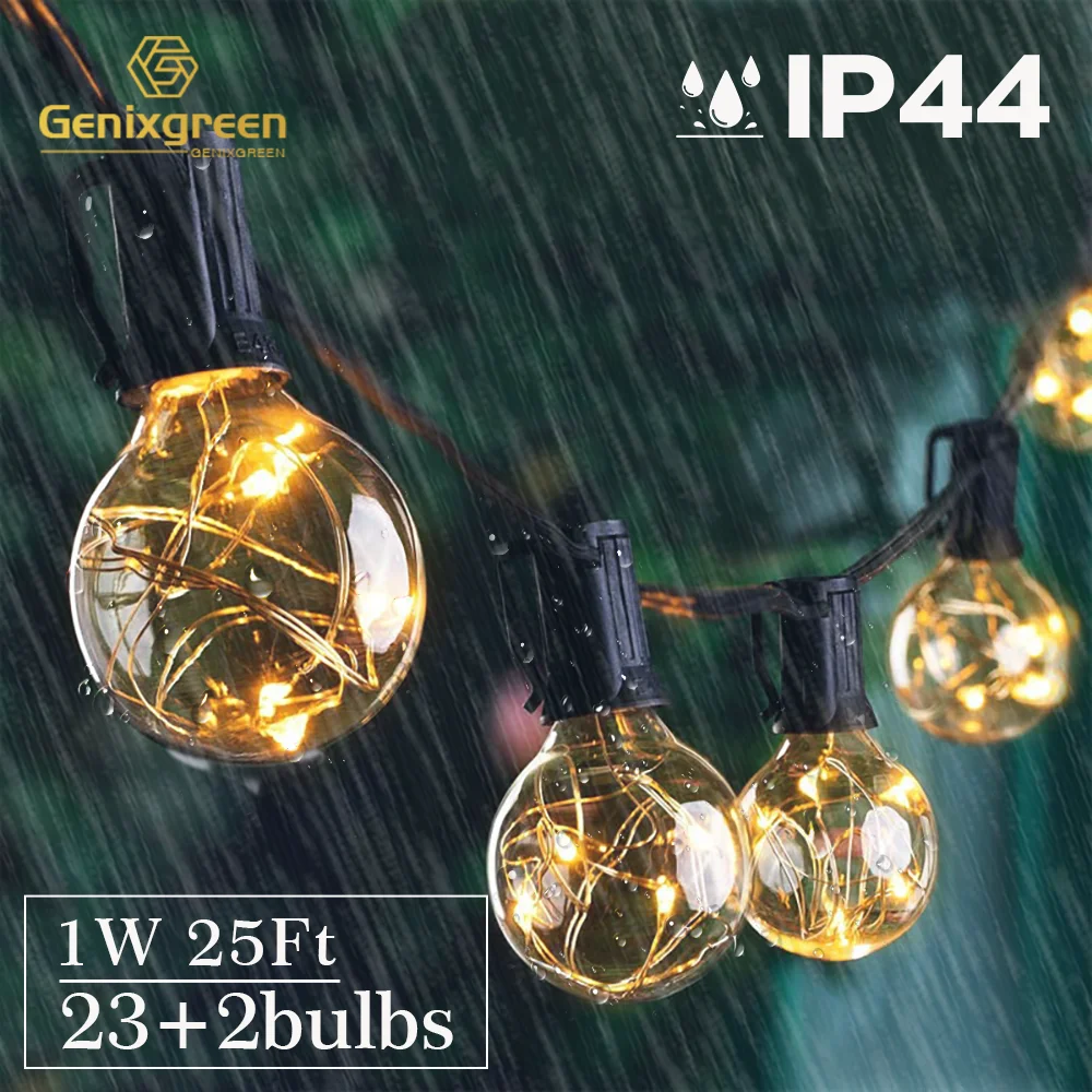 25FT Outdoor Waterproof Led String Light IP44 PET Plastic Shell Copper ...