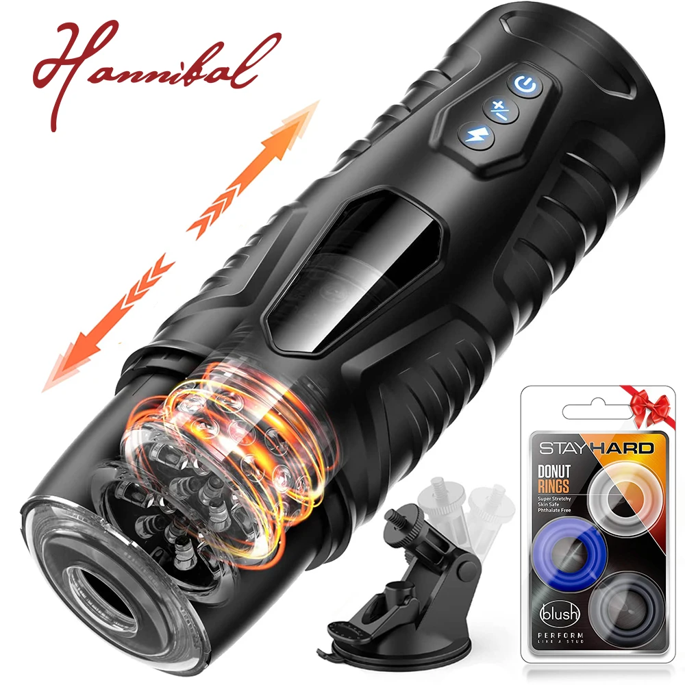 Hannibal 7 Thrusting & Rotating with Strong Suction Cup for Penis Stimulation Masturbator Cup ...