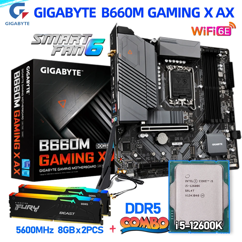 Gigabyte b660m ddr5 mainboard com cpu core i5 12600k kit rams terno ...