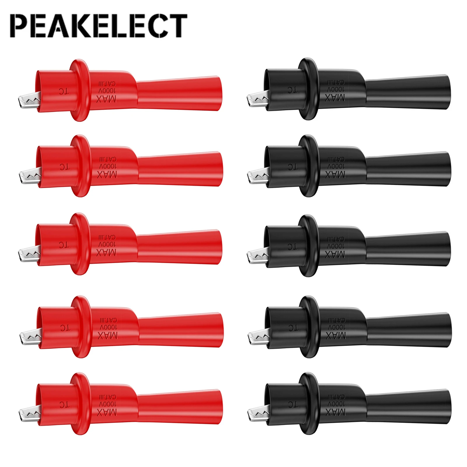 Peakelect P2008 10PCS Insulation Alligator Clip with 2mm Socket Metal ...