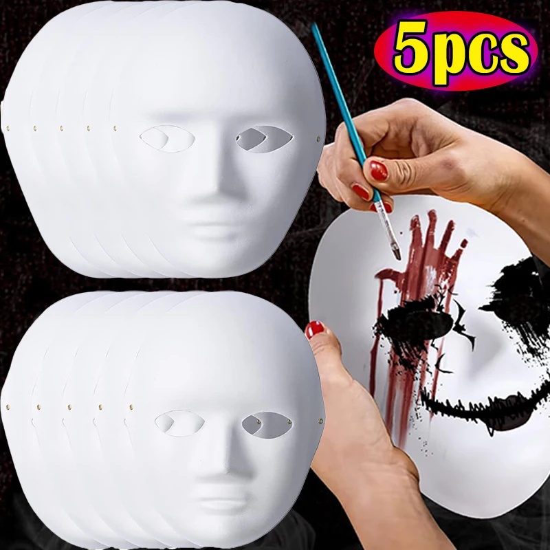 1-5Pcs-DIY-Painting-Cosplay-Mask-DIY-Women-Men-White-Face-Paper-Masks ...