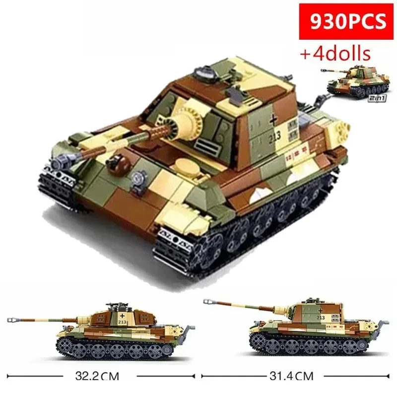 930PCS-ARMY-Tiger-King-Heavy-Tank-Building-Blocks-Land-Force-WW2 ...