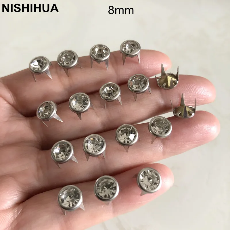 150 Pcs 8mm Crystal Bead Claw Rivet Studs,clear Faceted Glass Bead With ...