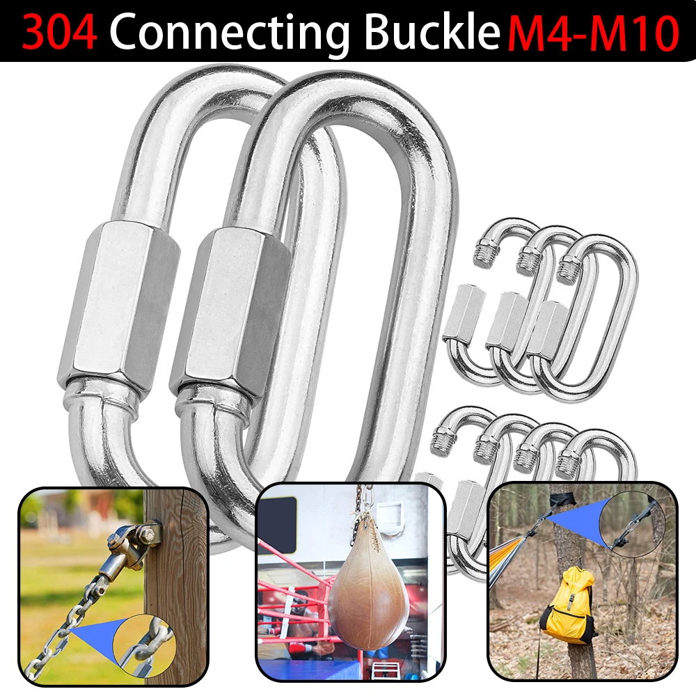 304-Stainless-Steel-Quick-Connector-Locking-Mountain-Buckle-Heavy-Chain ...