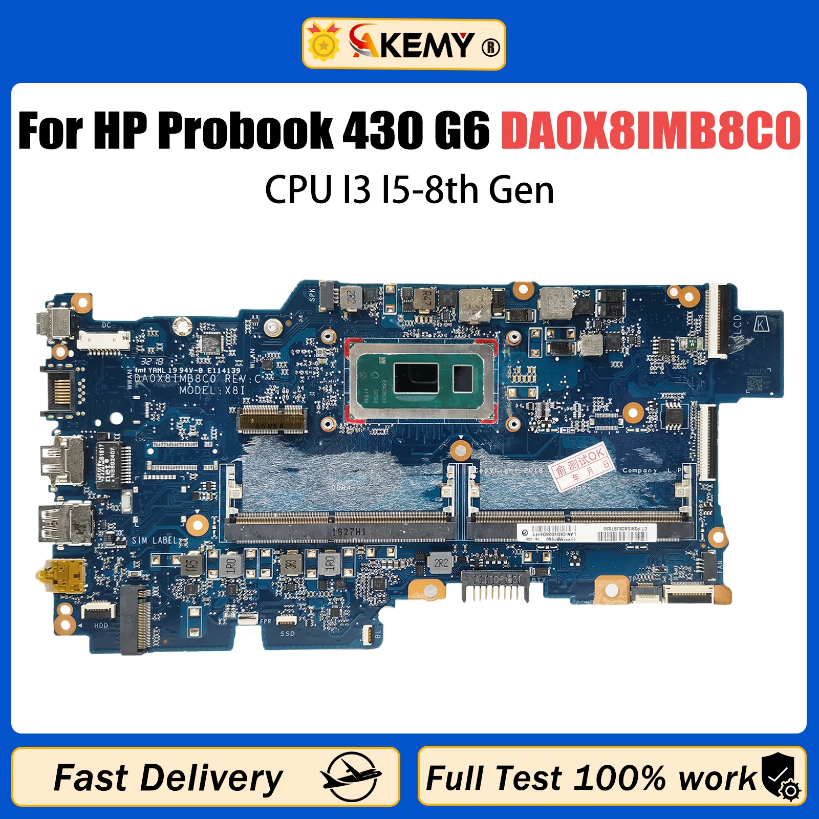 AKEMY-DA0X8IMB8C0-For-HP-Probook-430-G6-HSN-Q14C-Notebook-Mainboard ...