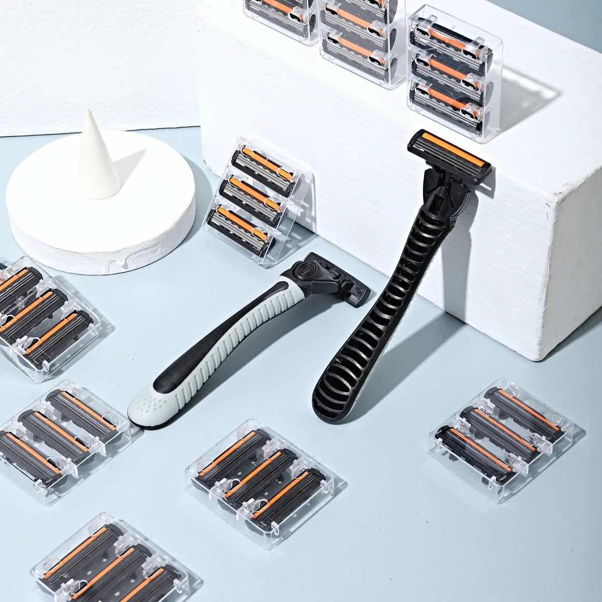 1-Razor-20-30pcs-Extra-Refill-Cartridges-3blades-Men-Razor-Gray-Color ...