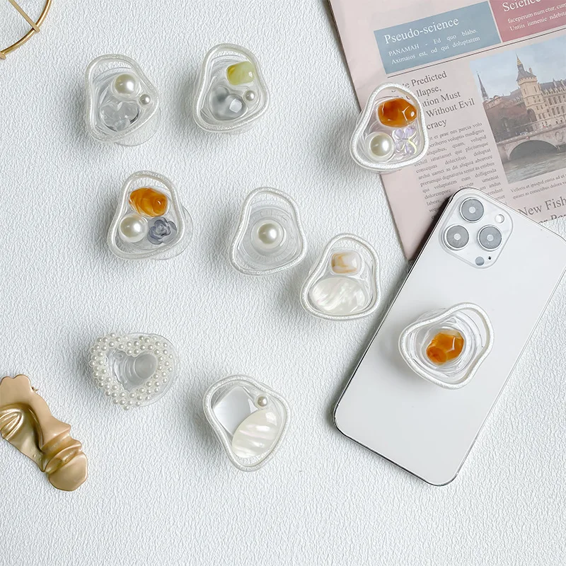 Stone Cell Phone Stands Holder | Natural Stone Pearl Griptok | Stone ...