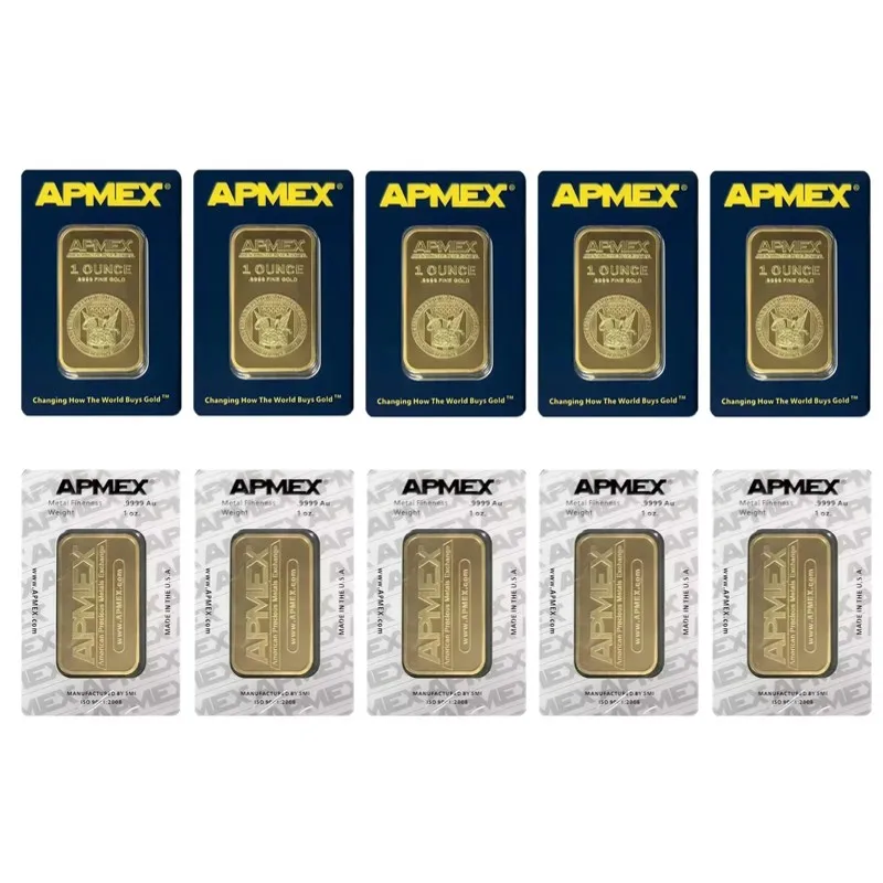 1~10pcs APMEX 1oz Gold Bar 24K Gold Plated Brass Gold Bullion with An ...