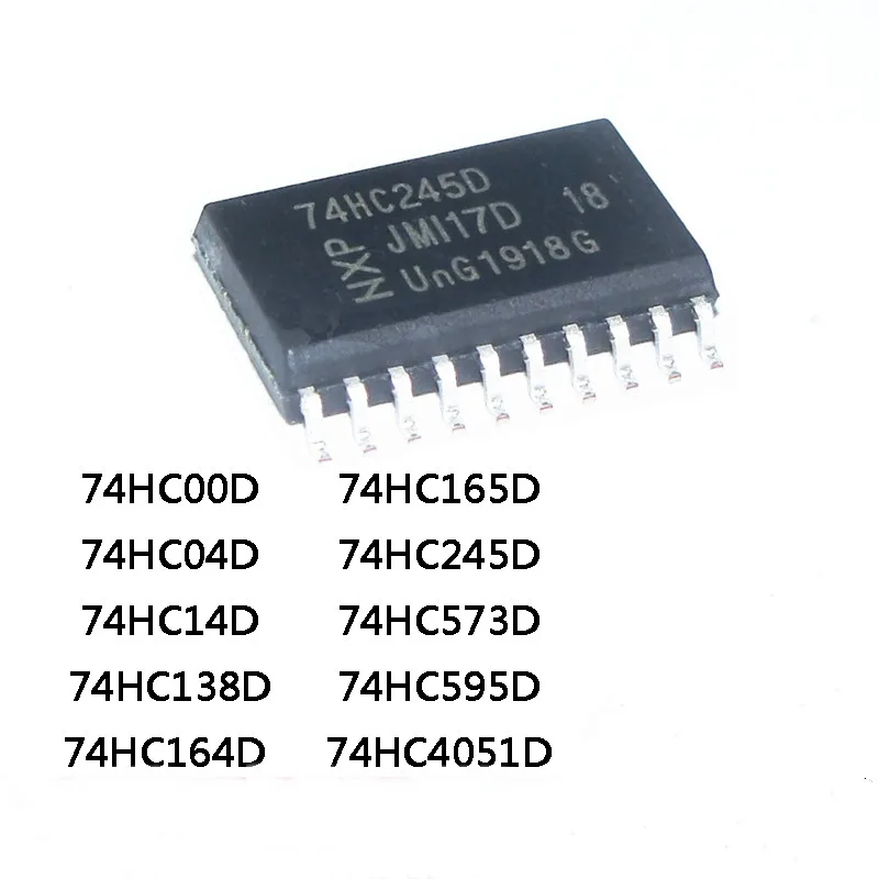 10Pcs New 74HC00D 74HC04D 74HC14D 74HC138D 74HC164D 74HC165D 74HC245D ...